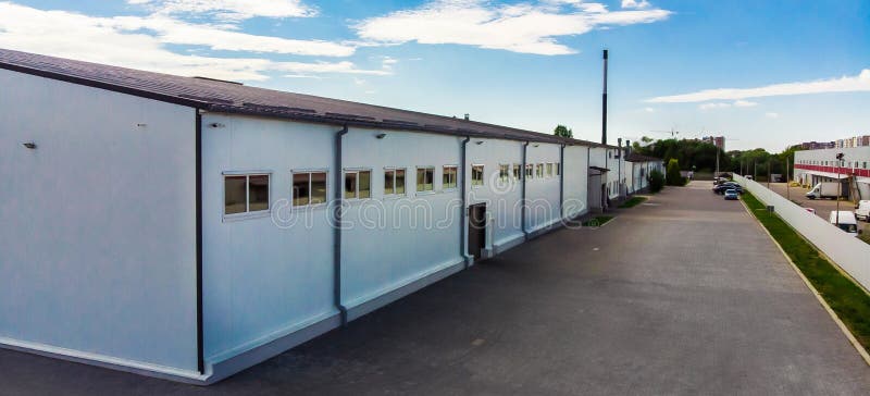 Facade of a Modern Commercial Factory Warehouse Stock Image - Image of ...