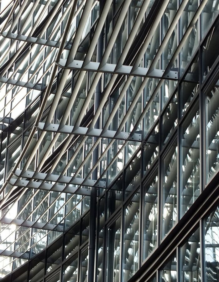 Facade of Modern High-tech Glass and Steel Building Stock Image - Image ...