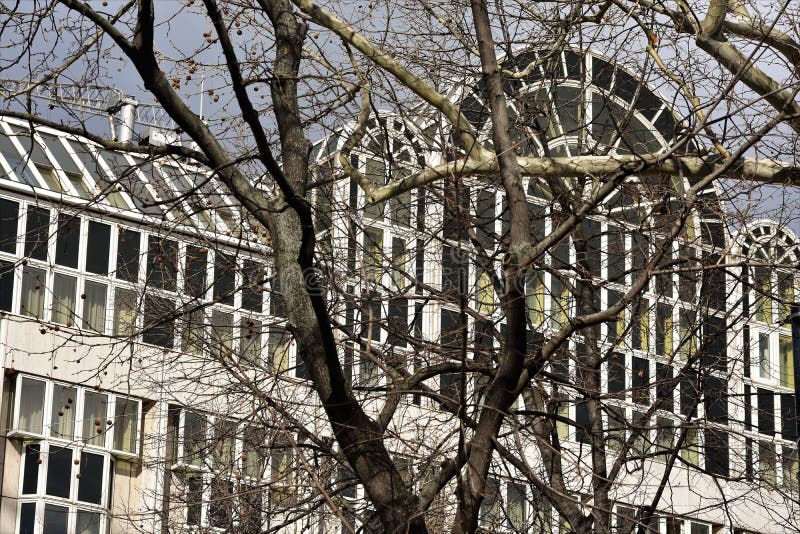 Facade of a Modern Hotel Behind Tree Branches Editorial Photography ...