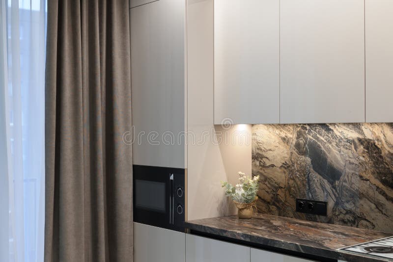 The Facade of a Modern Kitchen in the Interior of a New Apartment Stock ...