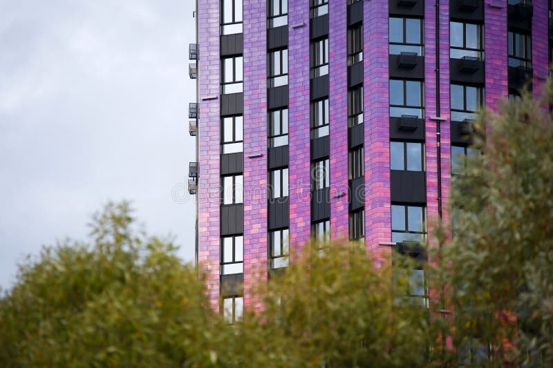 The Facade of a Modern Multi-colored Building of a Business Center ...