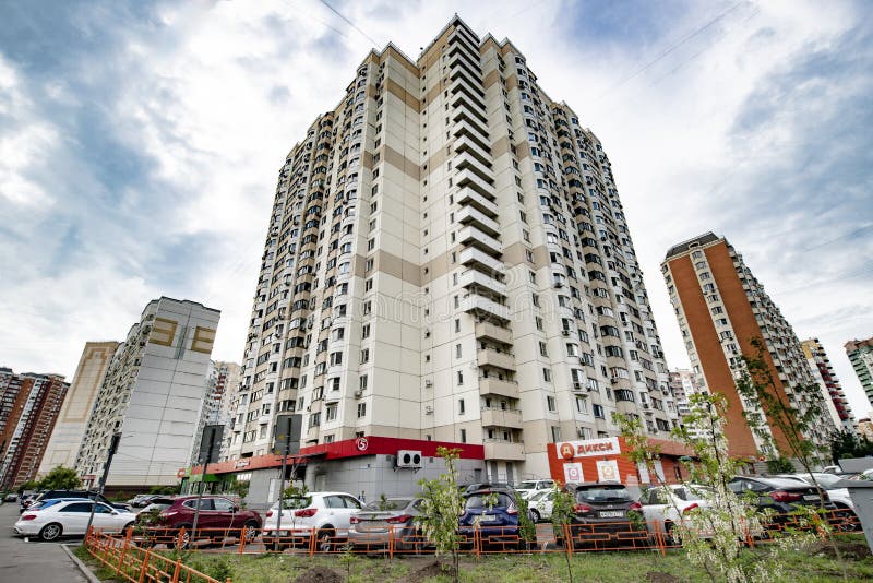 The Facade of a Modern Multi-storey High-rise Building with Windows in ...