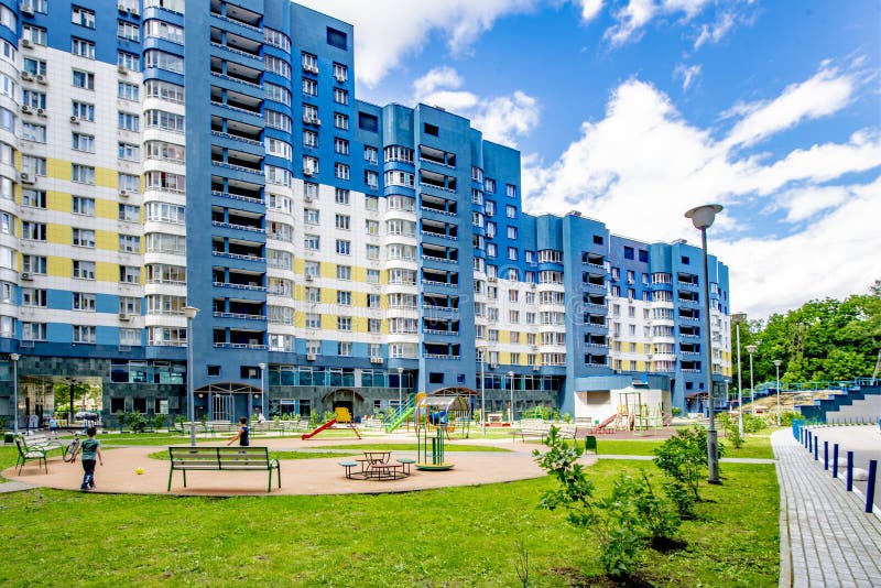 The Facade of a Modern Multi-storey High-rise Building with Windows in ...