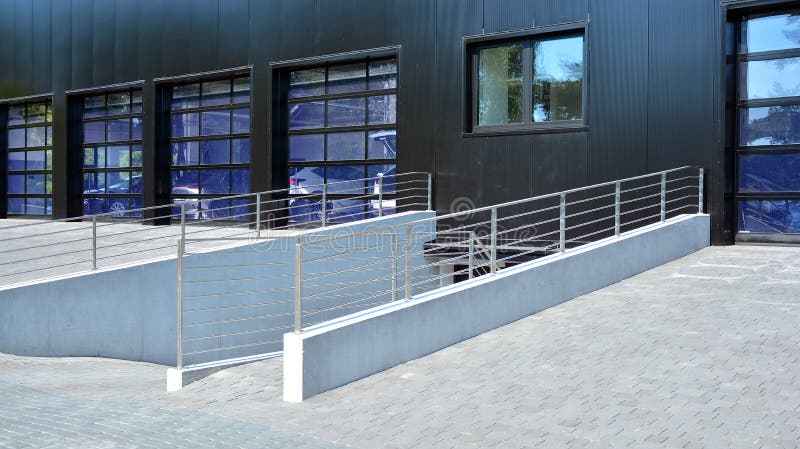 Facade of a Modern Navy Blue Warehouse Stock Photo - Image of building ...