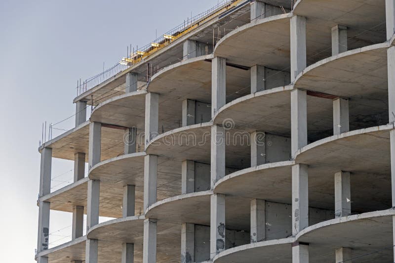 The Facade of Modern Residential Building Under Construction Stock ...