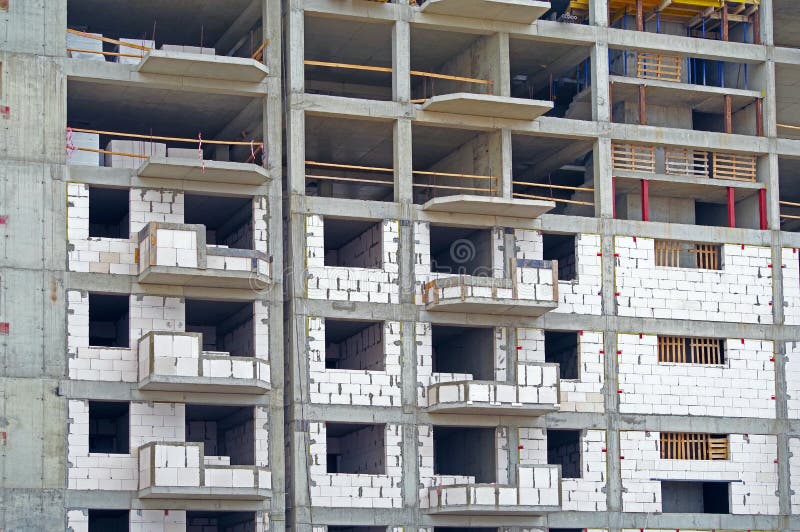 The Facade of Modern Residential Building Under Construction Stock ...