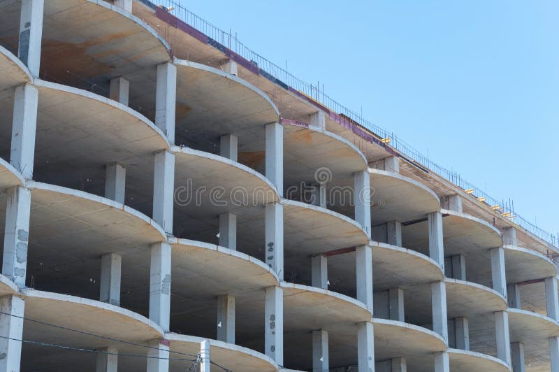 The Facade of Modern Residential Building Under Construction Stock ...