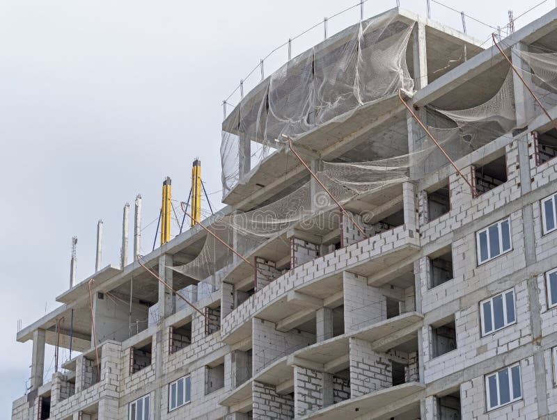 The Facade of Modern Residential Building Under Construction Stock ...