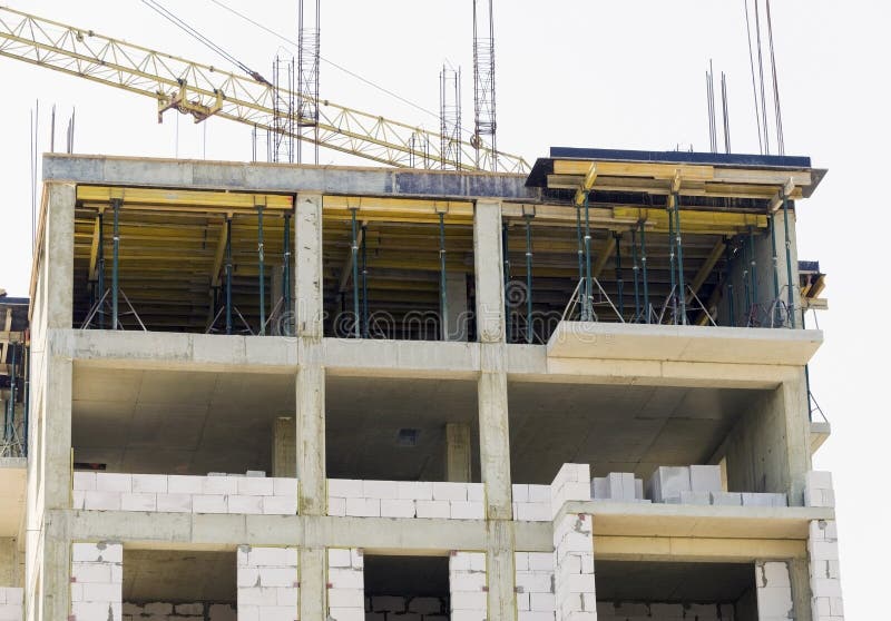 The Facade of Modern Residential Building Under Construction Stock ...