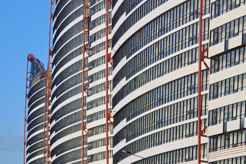 Facades Building of a Modern Residential Complex at Sunset. Stock Image ...