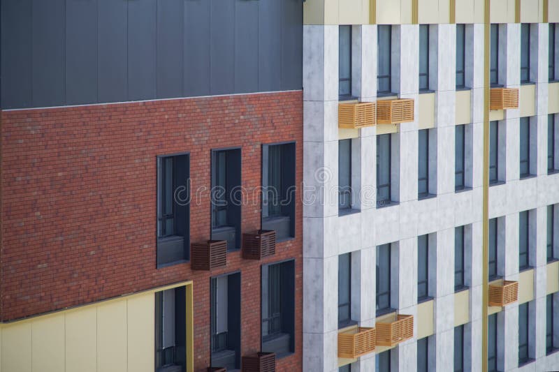 Facade of a Modern Two-tone Multi-storey Residential Building with ...