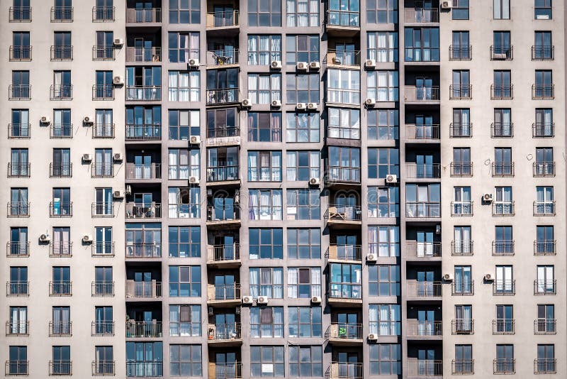 The Facade of a Multi-stored Apartment Building Stock Photo - Image of ...