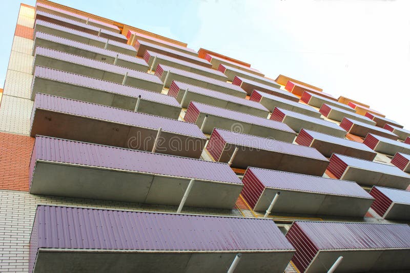 Facade of a Multi-storey Building with Identical Small Apartments and ...