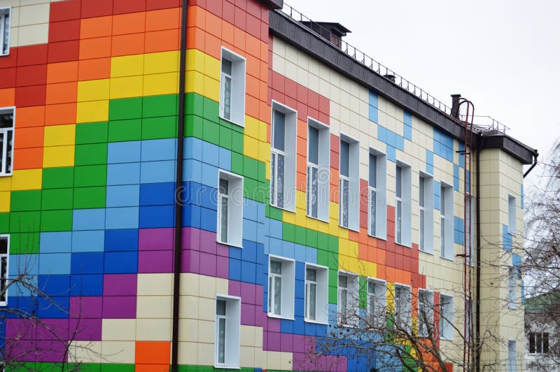 Multicolor colored facade stock image. Image of colored - 267986967