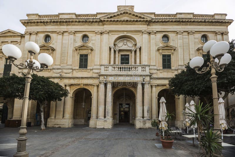 Facade of National Library of Malta at Valletta. Editorial Stock Image ...
