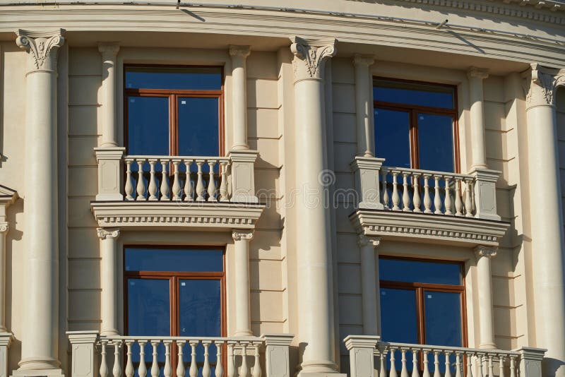 Facade of the New Building As a Background, Retro Style Exterior Stock ...