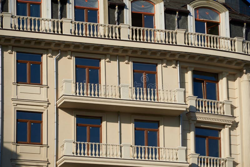 Facade of the New Building As a Background, Retro Style Exterior Stock ...