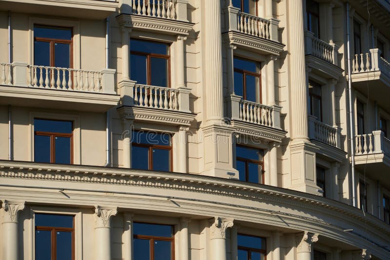Facade of the New Building As a Background, Retro Style Exterior Stock ...