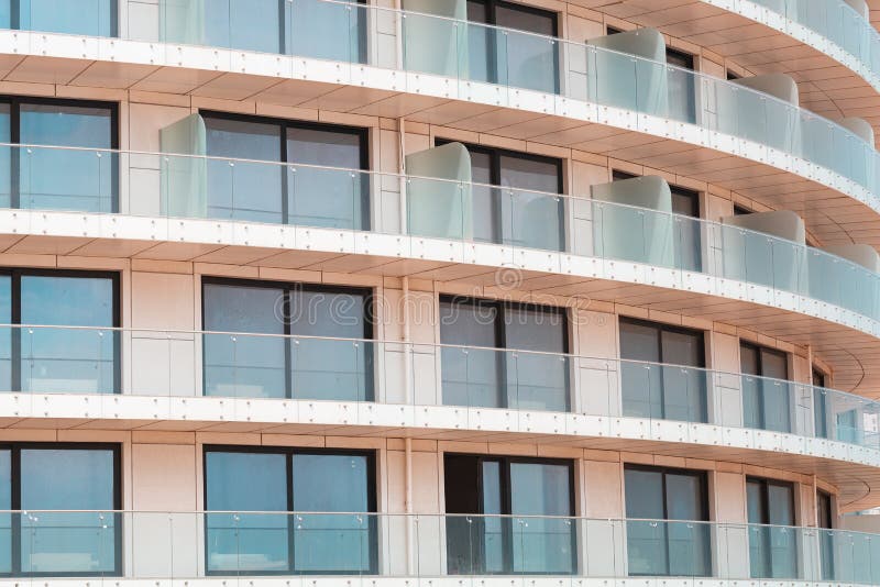 Facade of a New Building with Large Observation Windows Stock Photo ...
