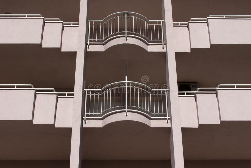 Detail of Pink Facade with Rounded Balconies Stock Image - Image of ...