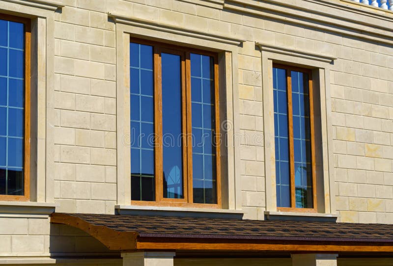 Facade of a New House, Windows and Roof Stock Image - Image of front ...