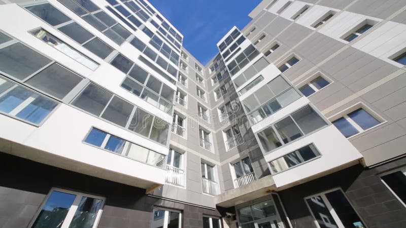 Facade of New Sixstory Building in Residential Stock Footage - Video of ...