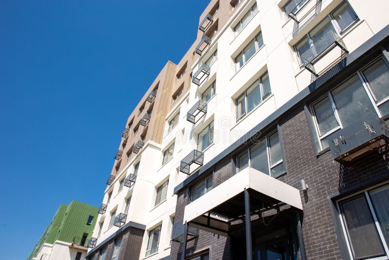 The Facade of a Newly Built Multi-storey Building Stock Image - Image ...