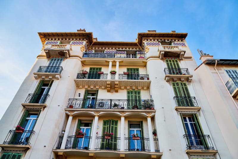 Facade of a Nice Building. Fragment of Wall of House. Bottom View Stock ...