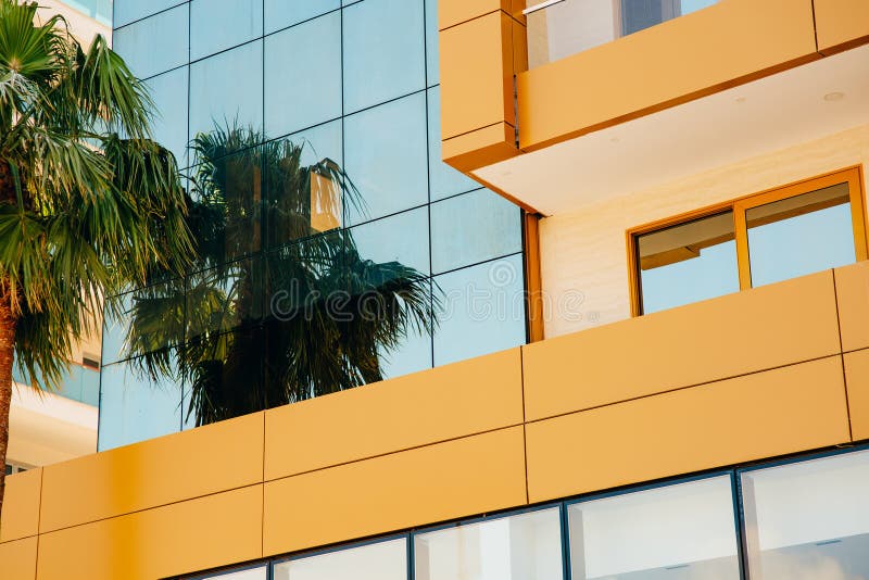 The Facade of the Office Building. Mirror Windows in the Buildin Stock ...