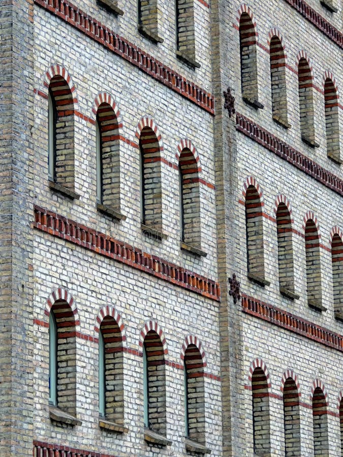 Facade of Old Brick Factory Building in Diagonal Perspective Stock ...