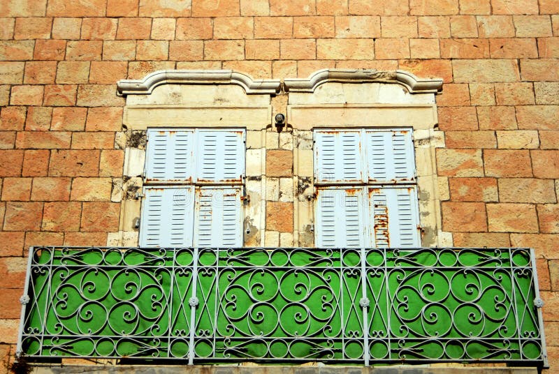 Facade Of Old Building Made Of Jerusalem Stone Stock Image - Image of ...