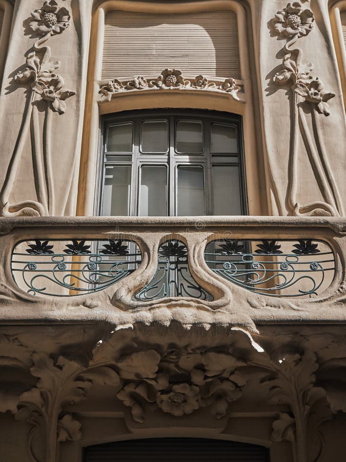 Facade of an Old Building in Madrid. Nice Design. Spring Day Stock ...
