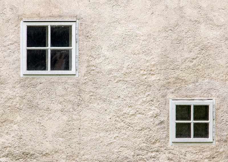 Small Windows with Broken Glass and Pine Trees in Background Stock ...