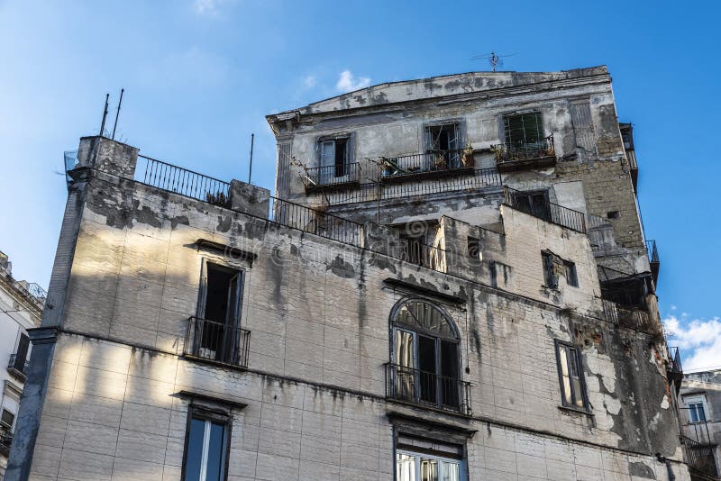 Facade of an Old Classic Building in Naples, Italy Stock Photo - Image ...