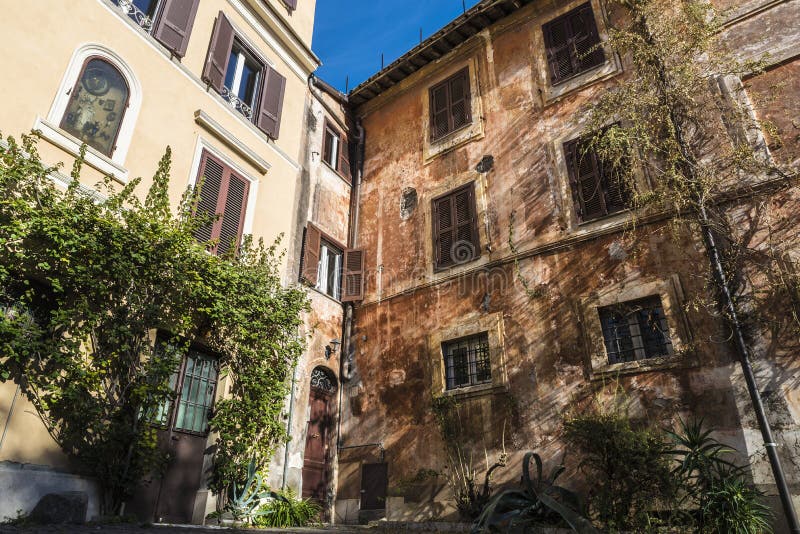 Facade of an Old Classic Building in Rome, Italy Stock Image - Image of ...