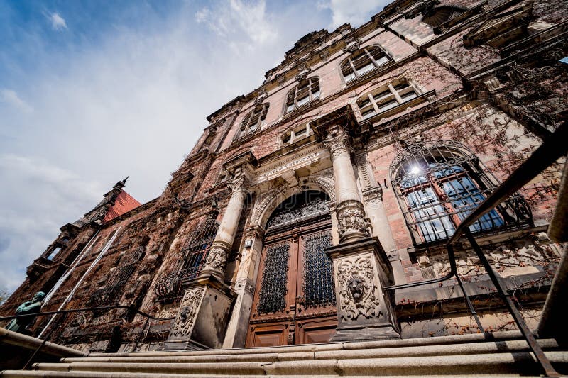 Facade of a Old European Historical Building with Vintage Windows and ...