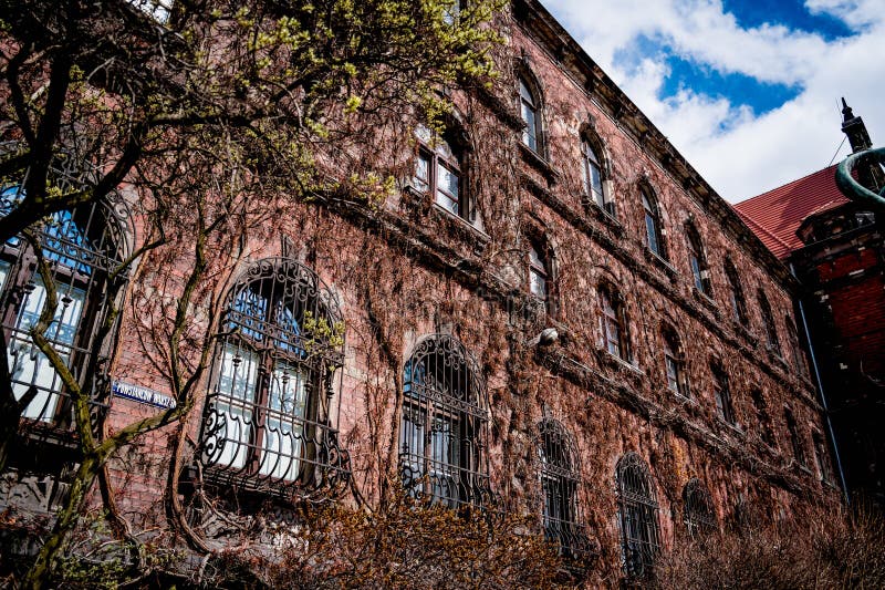 Facade of a Old European Historical Building with Vintage Windows and ...