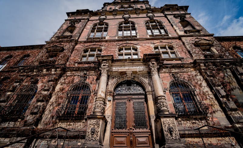 Facade of a Old European Historical Building with Vintage Windows and ...