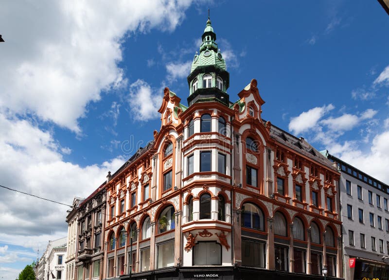 Facade of an Old, Historical Building in Downtown of Oslo, Norway ...