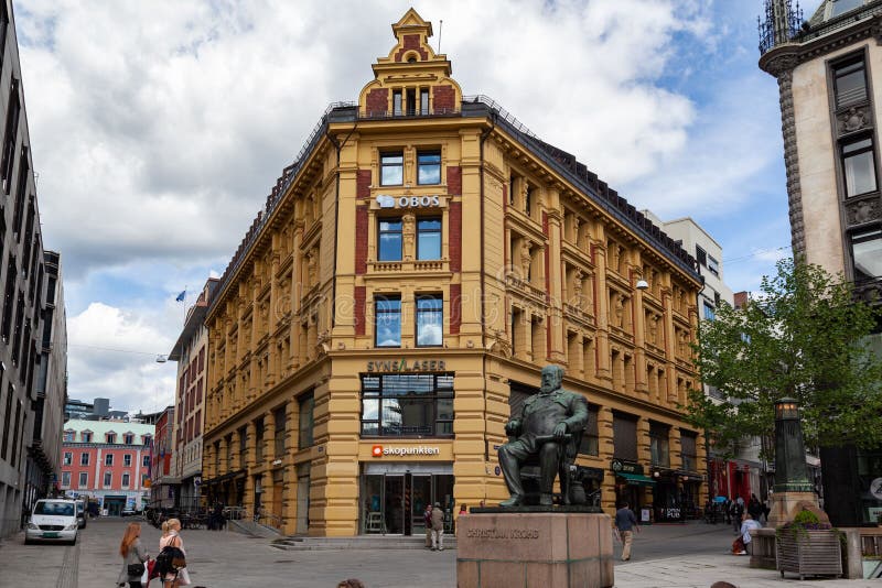 Facade of an Old, Historical Building in Downtown of Oslo, Norway ...