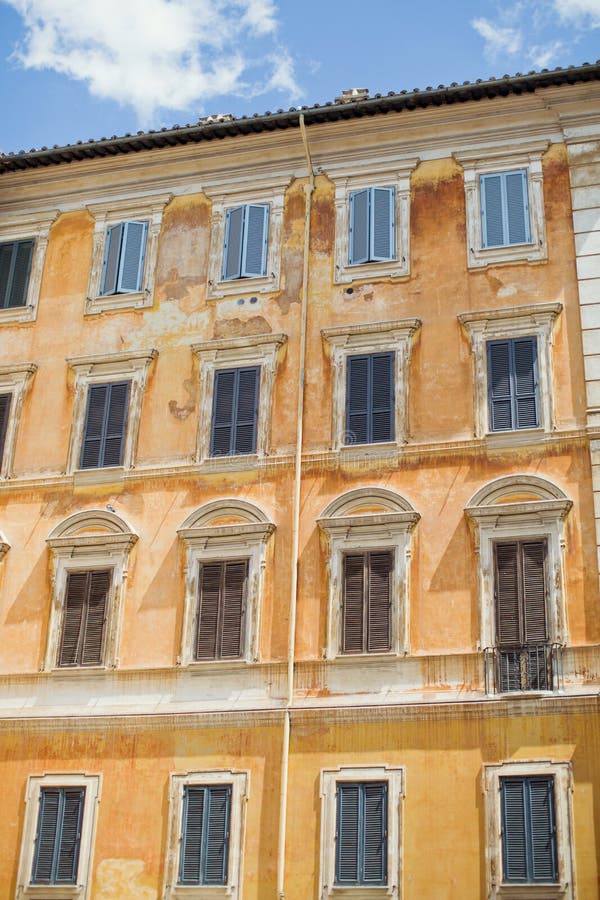 Facade of Old House in Rome Stock Image - Image of quarter, history ...