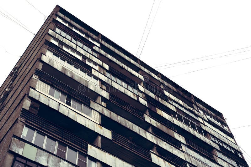 Facade of an Old Multi-storey Residential Building with Balconies ...