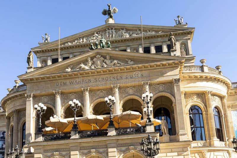 Facade of Old Opera House in Frankfurt Stock Image - Image of frankfurt ...