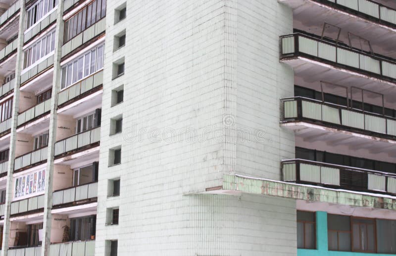 The Facade of an Old Panel Multi-storey Building Stock Photo - Image of ...