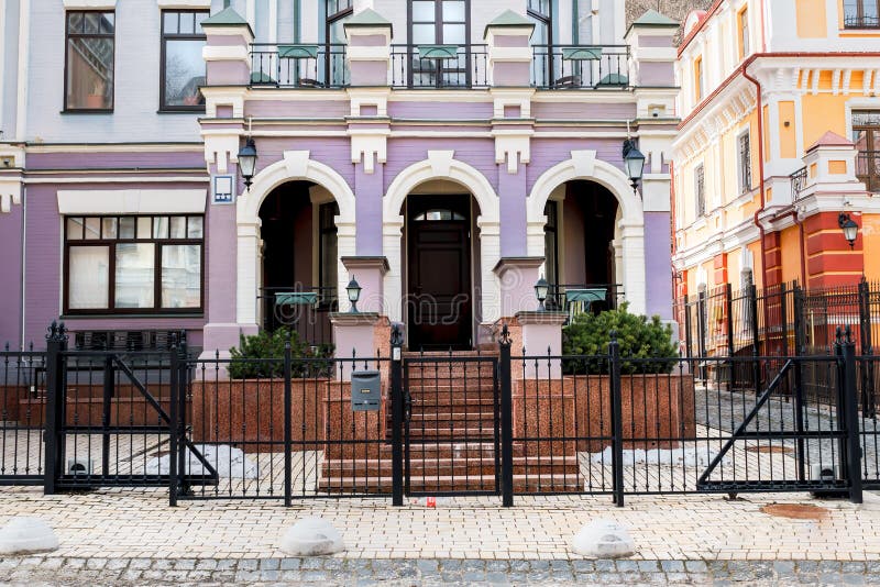 Facade of an Old Style Building Stock Image - Image of open, architect ...