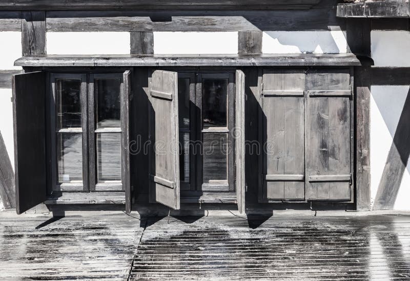 Facade with One Open Window, of a Very Old Castle in Romania Stock ...