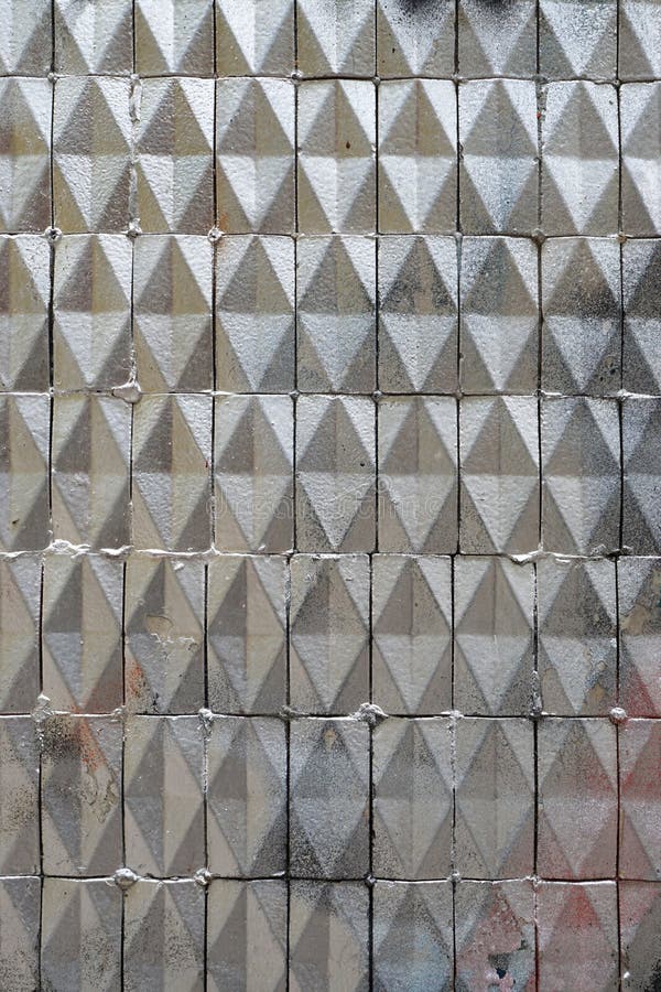 Facade with Painted Ceramic Triangular Tiles Stock Photo - Image of ...