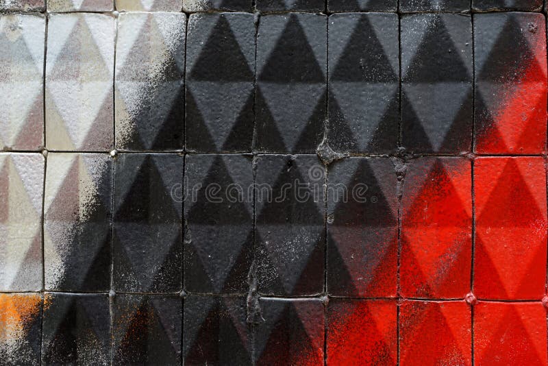 Facade with Painted Ceramic Triangular Tiles Stock Image - Image of ...