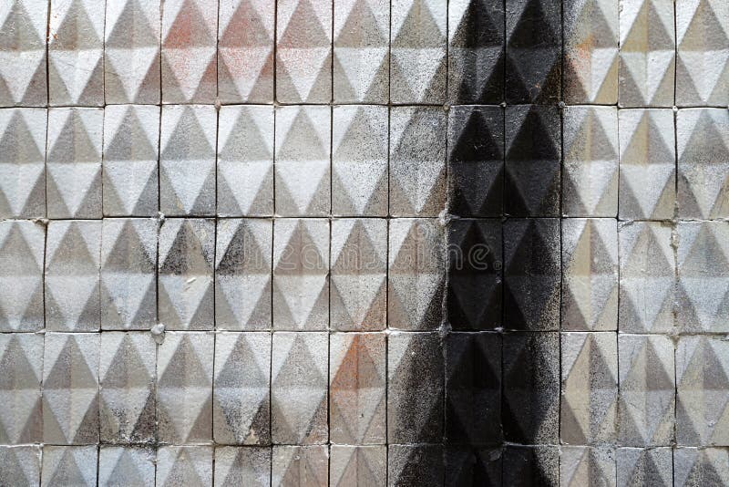 Facade with Painted Ceramic Triangular Tiles Stock Image - Image of ...