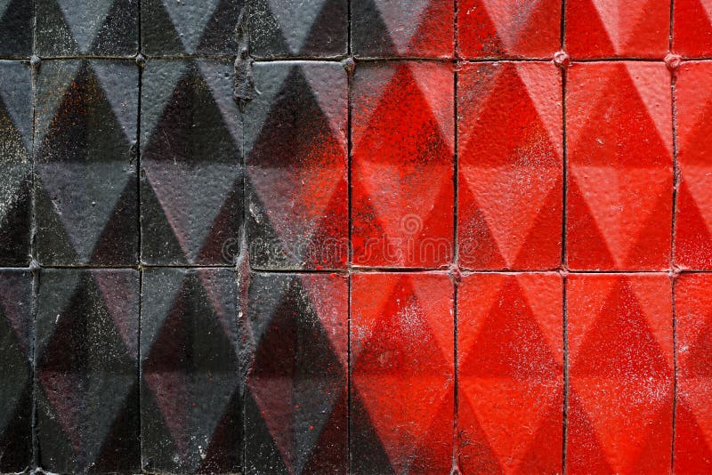 Facade with Painted Ceramic Triangular Tiles Stock Photo - Image of ...